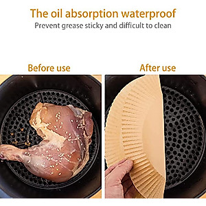 BINGLALA 100PCS Air Fryer Disposable Paper Liner, Round Liners, Oil-Proof, Water-Proof Parchment for Baking,No- Stick Food Grade liners Roasting Microwave (100pcs & 7.9in)