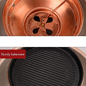 Chafing Dishes Large Pots For Cooking Gas Grilled One-piece Copper Hot Pot Kitchen Thickened Copper Charcoal Tableware Multifunctional Pot Gift (Color : B, Size : 32cm)