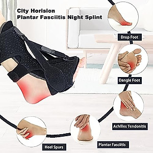 City Horision 2 Pack Plantar Fasciitis Night Splint, Upgrade 3 Adjustable Straps Plantar Fasciitis Relief Night Splint for Women & Men,Foot Brace Achilles Tendonitis and Foot Drop Relief for Plantar Fasciitis Relief,