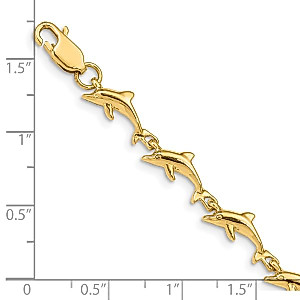 IceCarats 14K Yellow Gold Sea Dolphin Ocean Fish Beach Nautical Chain Charm Bracelet