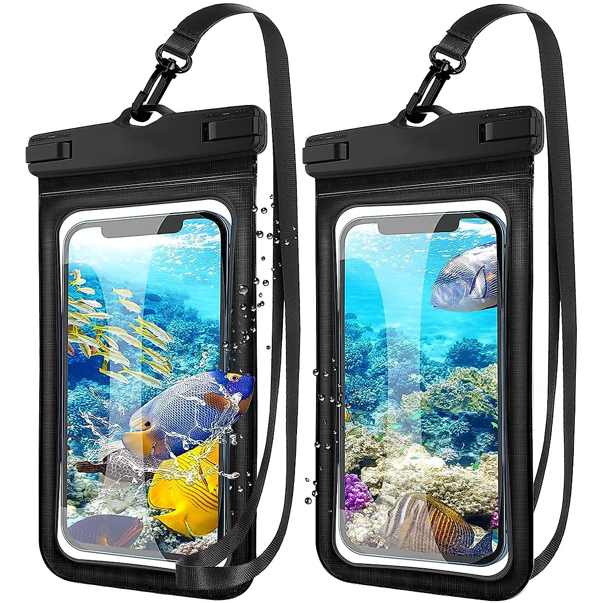 KUXNGUYI Waterproof Phone Pouch [2-Pack with Lanyard],Universal IPX8 Diving Grade Underwater Case,HD Touch Large Cellphone Protector Waterproof Dry Bag Up to 7.2"