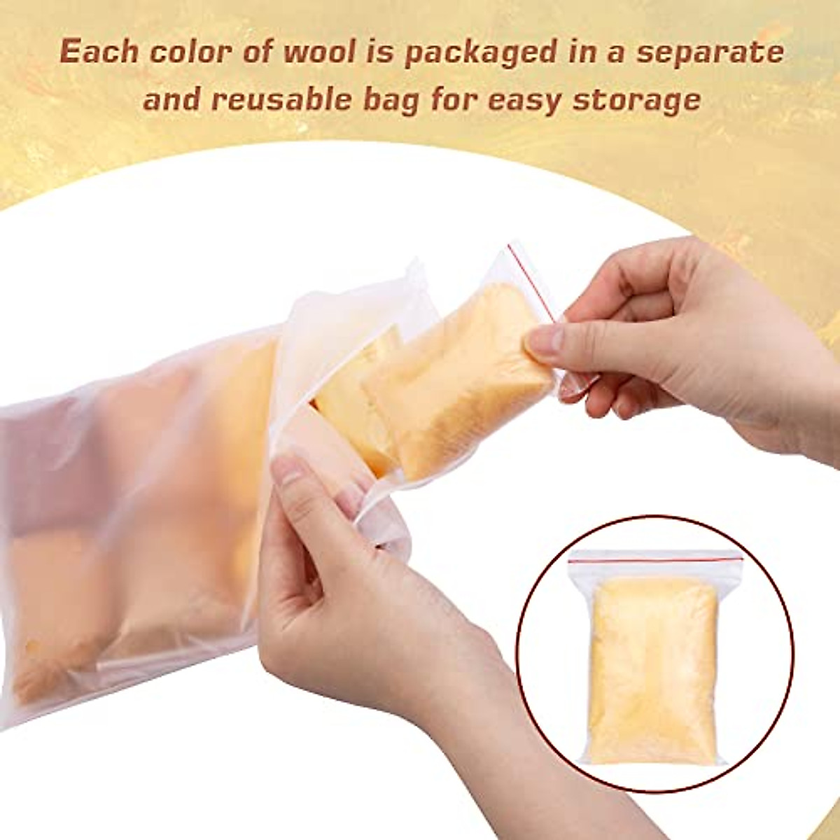 WONVOC 2.82oz Needle Felting Wool, 80 g Nature Wool Roving Yarn, Needle Felting Wool Bulk, Hand Spinning Wool Roving Wool Yarn for DIY Craft Materials and Felting Wool Craftsmen, 10g/Color (Autumn)