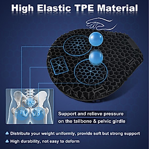 SKYJDM Detachable Motorcycle Gel Seat Cushion with Seat Cover, Large 3D Honeycomb Structure Shock Absorption & Breathable Motorcycle Gel Seat Pad for Long Rides