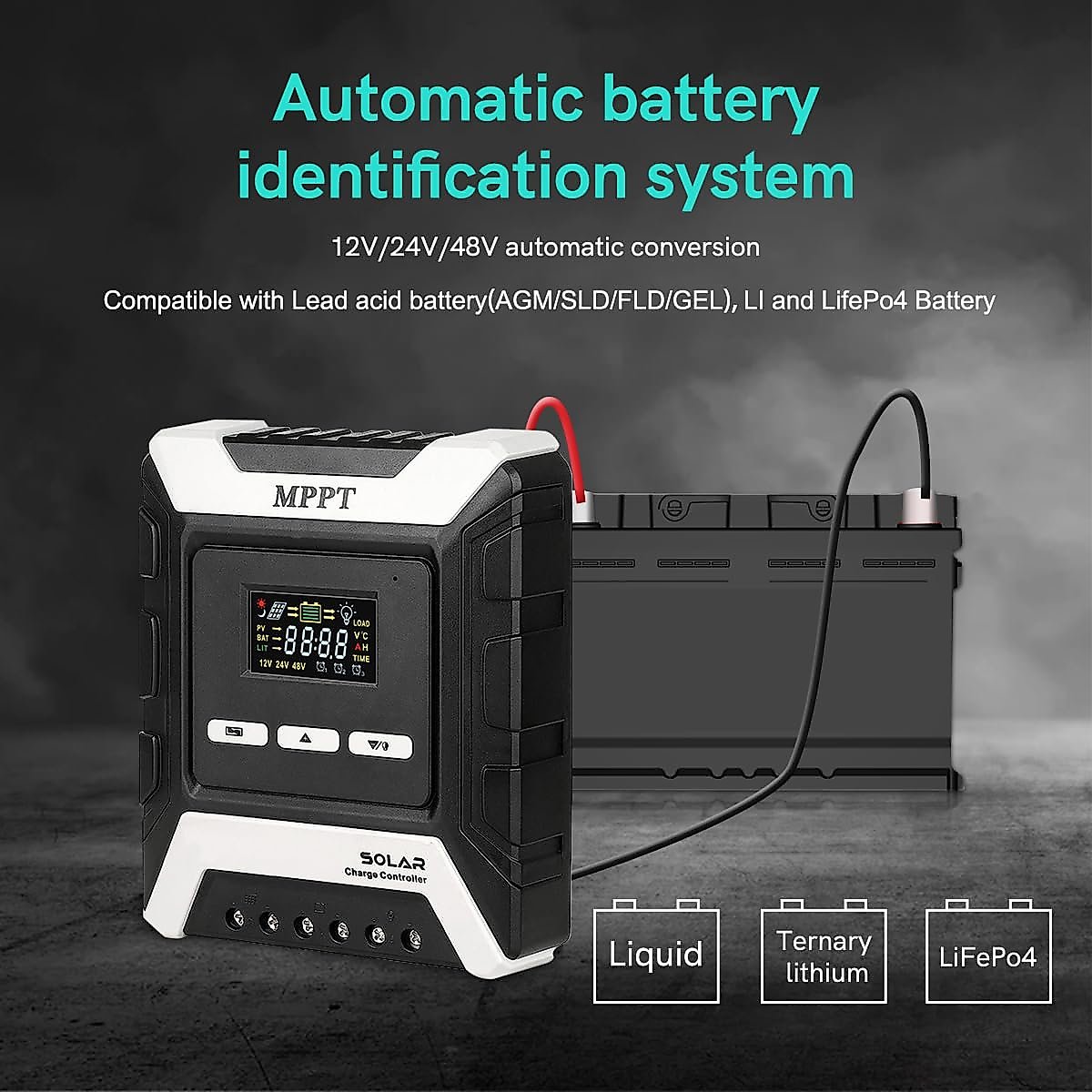 BreeRainz 40 Amp Solar Charge Controller MPPT 12V/24V/48V Auto Identify, Max.80V PV Input Solar Controller with LCD Display 2 USB, Solar Panel Controller for Lead Acid/Ternary Lithium/Lifepo4 Battery