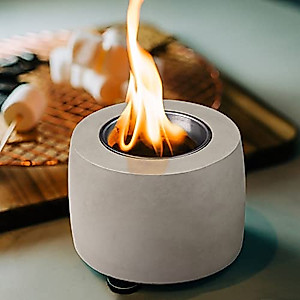 Puraville Concrete Tabletop Fire Pit, Ethanol Fuel Fire Pit, Portable Table Top Fire Pit Bowl, Mini Tabletop Fireplace for Indoor and Outdoor Use (Light Grey)