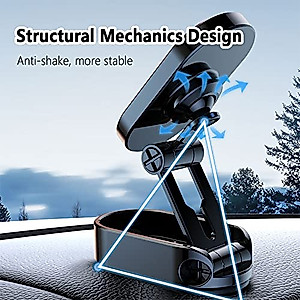 NHHC Magnetic Phone Holder for Car,Foldable Phone Mount 360°Rotation 6 Super Strong Magnets,Magnet for car Dashboard Phone Holder Magnetic Car Mount for iPhone and All Smartphone (Silver)