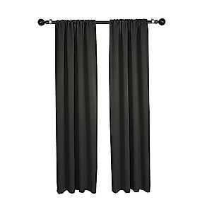Amazon Brand – Pinzon Blackout Window Curtain Panels for Bedroom - Rod Pocket Thermal insulted Room Darkning Drapes for Living Room - 37x84 inch,2 Panels -Black