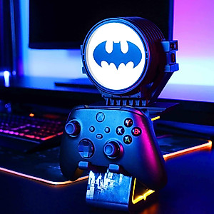 Exquisite Gaming LED Ikons: DC Comics Batman Bat Signal-Charging Phone & Controller Holder - Light Up Gaming Controller/ Mobile Phone/ Device Charging Holder, Includes 4'Charging Cable (CGIKDC400483)