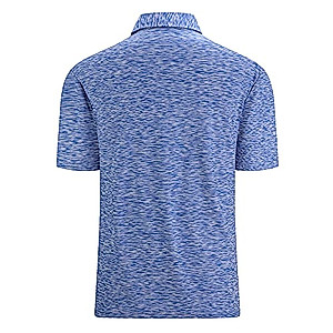 Alex Vando Mens Golf Shirt Moisture Wicking Quick-Dry Short Sleeve Casual Polo Shirts for Men,Blue,L