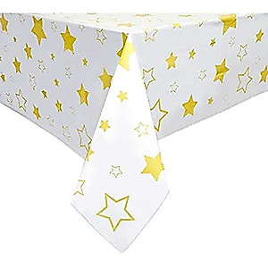 3 Pack Twinkle Twinkle Little Star Tablecloths for Baby Shower Decorations (54 x 108 in)
