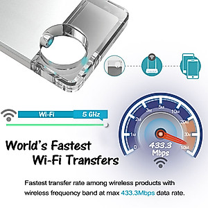 V-Smart CrystalDisk 5G Wireless Transmission USB Flash Drive | Super-Fast Speed, Universal External Storage Drive for iPhone, Android, Tablets, Computers | (64GB, Silver)
