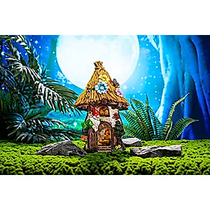 TERESA'S COLLECTIONS Gnomes House Garden Decor, Solar Fairy Garden Gnomes Outdoor Statues, Garden Gifts for Holiday Lawn Patio Yard Decorations, 12 Inch