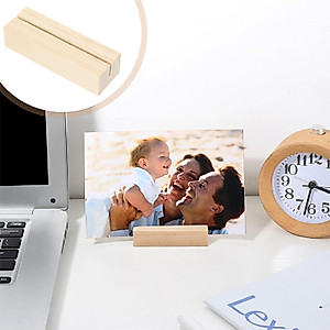 NUOBESTY Table Card Holders Handmade Wooden Place Card Holders Table Place Cards Name Holders Photo Holders for Wedding Party Bar Home Table and More 10 Pcs