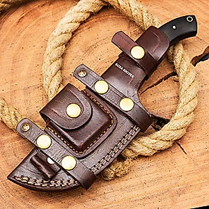 SUSA KNIVES Handmade D2 Steel Tracker Knife - Survival Knife - Camping Knife - Tactical Knife - Hunting Knife with Sheath Horizontal Carry Fixed Blade Knife (BLACK TRACKER)