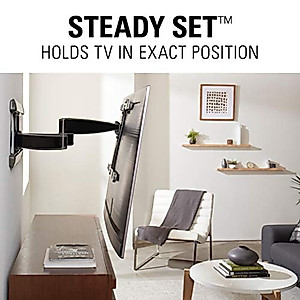 Sanus Premium Full Motion TV Wall Mount for TVs Up to 90" - Brushed Black Finish with FluidMotion™ Design for Smooth Extension, Swivel & Tilt