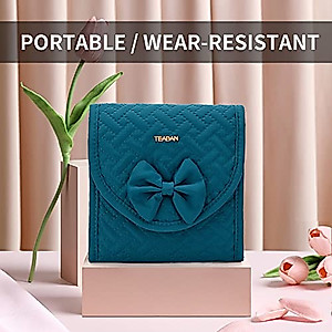 TEABAN Travel Jewelry Organizer Case Portable - Practical Tavel Jewelry Pouch, Jewelry Bag Roll for Tangle-Free Necklaces, Earrings, Rings Storage, Bracelet(Blue, Small