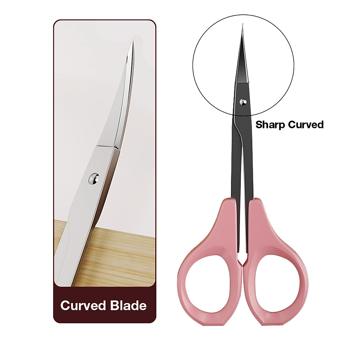 EMILYSTORES 4 Inches Curved Craft Scissors For Eyebrow Eyelash Extensions Stainless Steel 1PC