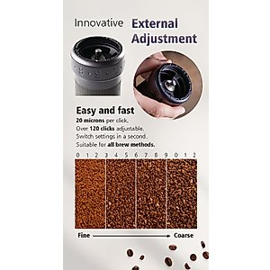 1Zpresso K-Ultra Manual Coffee Grinder Iron Gray with Assembly Consistency Grind Stainless Steel Conical Burr, Foldable Handle, Numerical External Adjustable Setting, All-Round Grinder