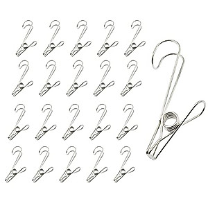 ZYAMY 20pcs Stainless Steel Laundry Hooks Clothes Pins Hanging Clips Paper Files Binder Clip Snack Seal for Office Bathroom Kitchen Living Room