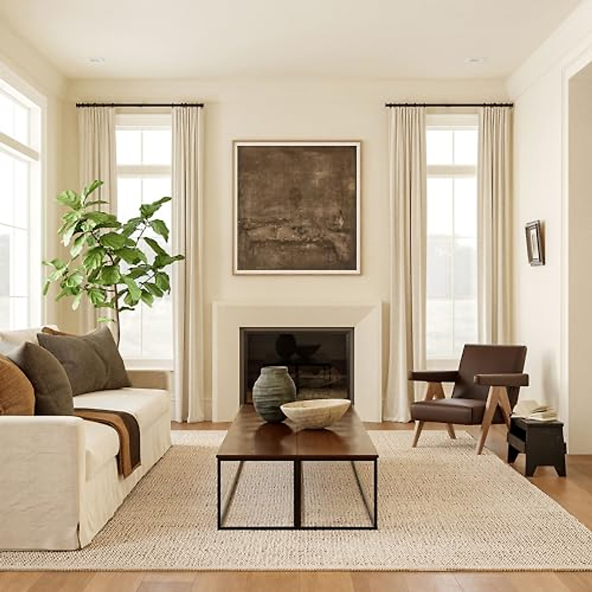 nuLOOM 5x8 Elfriede Jute & Cotton Hand Woven Area Rug, Natural, Solid Rustic Farmhouse Style, Weaved Design, Natural Fiber, For Bedroom, Living Room, Dining Room, Hallway, Office, Entryway