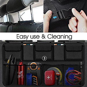 Car Seat Protectors 2 Pack Large Auto Car Seat Cover Under Baby Child Safety Carseat with Organizer Pockets, Thick Padding Waterproof Non-Slip Vehicle Seat Mat Protect Leather Seats