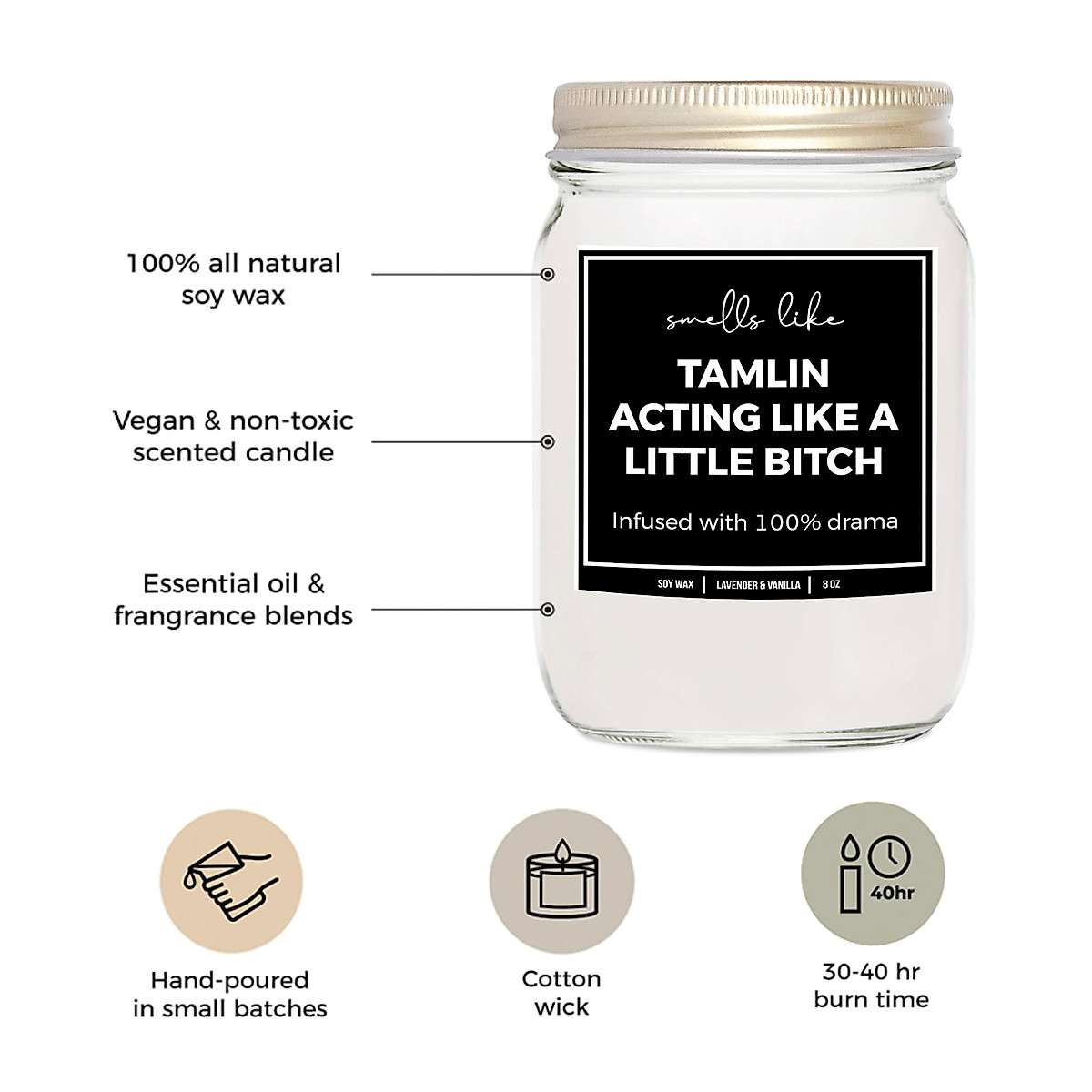 YouNique Designs Smells Like Tamlin Candle - Bookish Candles, Book Lovers Gifts, Book Themed Gifts for Book Lovers Women, Book Club Gifts Ideas, Reading Themed Gifts (Lavender & Vanilla)