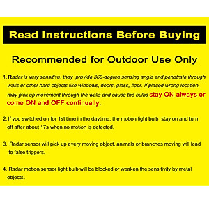 Motion Sensor Flood Light Bulb Outdoor, 15W (100-Watt Equivalent) E26 PAR38 LED Bulb with Radar Detector and Dusk to Dawn Sensor, 1500lm Motion Activated Security Light Bulbs, 3000K Warm White, 2 Pack