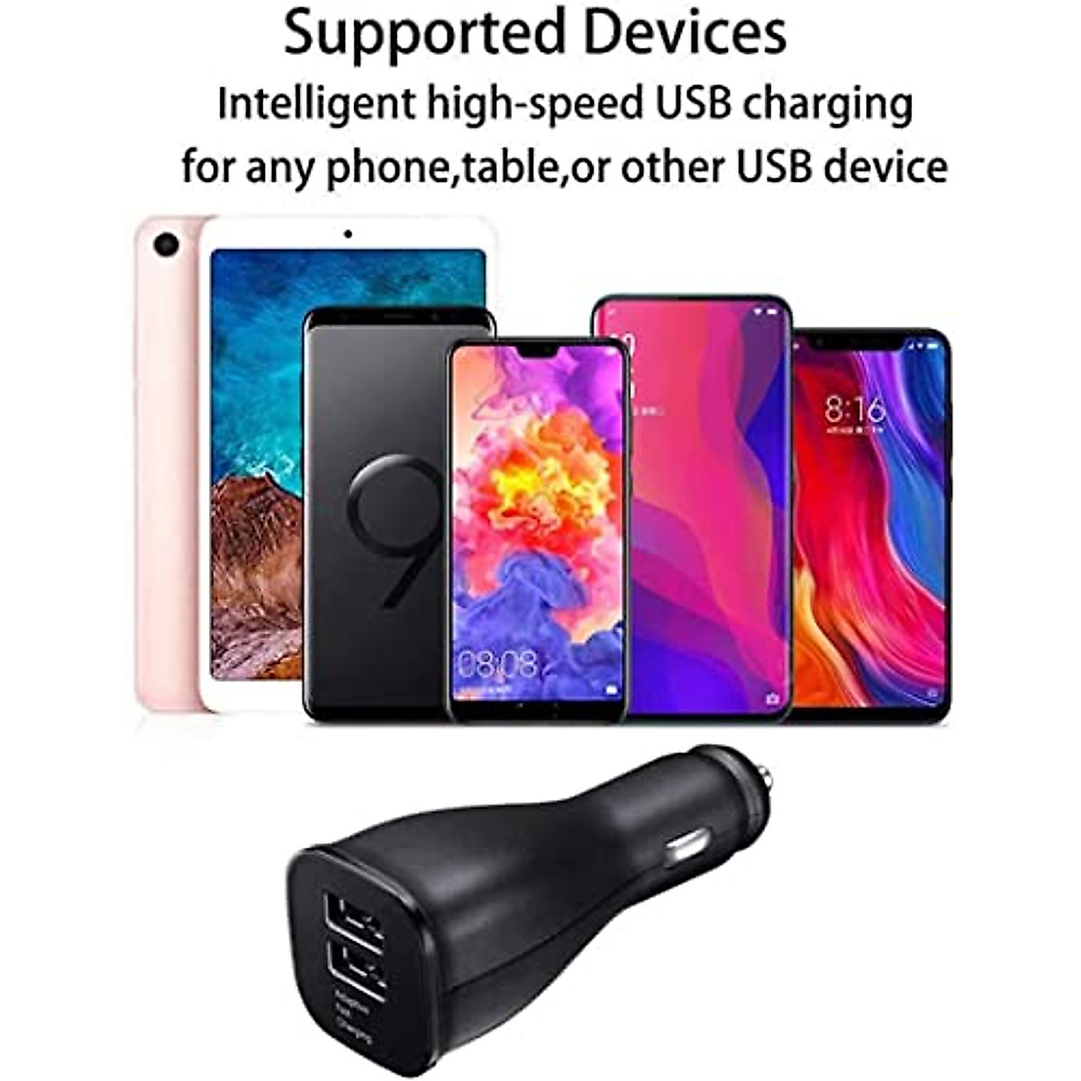 Samsung Adaptive Fast Charging Dual-Port Car Charger [2-Pack] for Samsung Galaxy S23/S23+/S23 Ultra /S22/S22+/S22 Ultra /S21/S21+/S20/S20+/S10/S10+/S10e/S9/S9+/S8/S8Plus/Edge/Active/Note 8/9/10/20