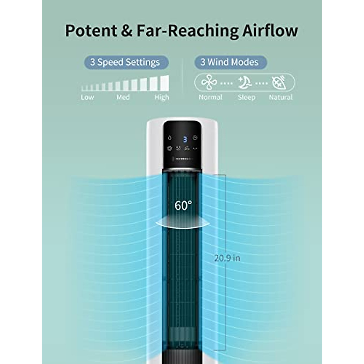 3-1 Evaporative Air Cooler, 43''Bladeless Tower Fan with Cooling & Humidifying Function, 1.8 Gal Removable Water Tank 60°Oscillating Swamp Fan 3 Speeds 10H Timer, Remote Control for Home Office