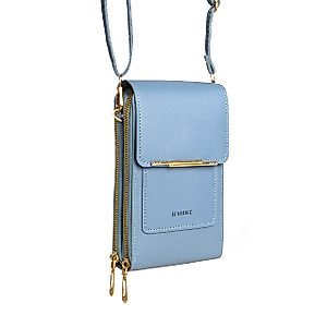GEARONIC Small Crossbody Bags for Women, Small Cell Phone Purse, Handbags Wallet with Credit Card Slots, Leather Phone Wallet with Strap, Phone Purse Crossbody for Women with Transparent Window-Blue