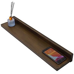 Bellaterra Home ChicCharge: Premium Rubber Rustic Wood Wireless Charging Shelf, 24 in.