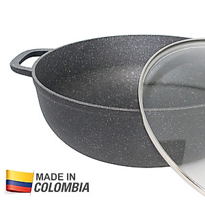 IMUSA 7 Quart Made in Colombia Nonstick Caldero with Glass Lid, Grey