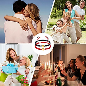 tenghong2021 Heart Initial Red Bracelets 26 Letters Initial Charms Bracelet for Women Gifts Handmade Rope Braided Adjustable Jewelry for Mom Daughter Birthday Jewelry Gift-C