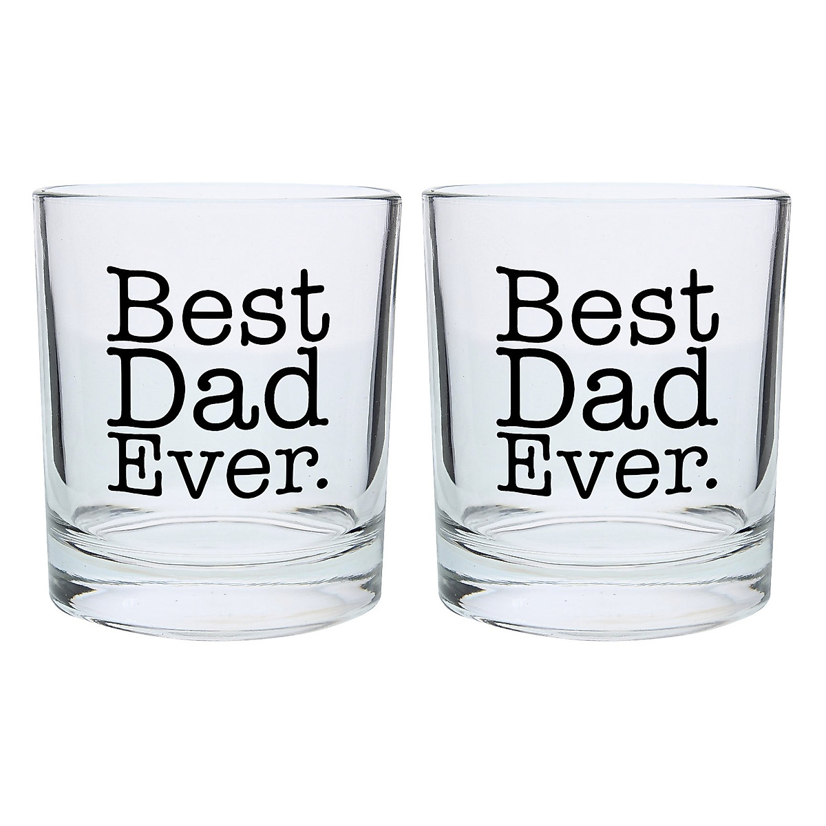ThisWear Father Day Gifts for Dad Best Dad Ever Birthday Gifts for Dad Perfect Gifts for Dad Gift Lowball Glasses 2-Pack Round Lowball Tumbler Set Black
