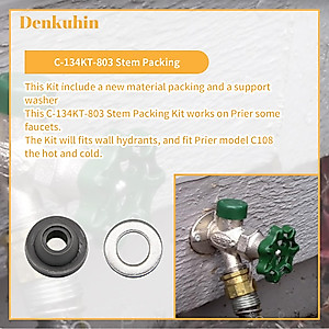 Denkuhin C-134KT-803 Stem Packing Kit Compatible with Wall Hydrant & Prier Model C108 hot and Cold, Replacement for Prier C-134/135/144/154-2 Packs