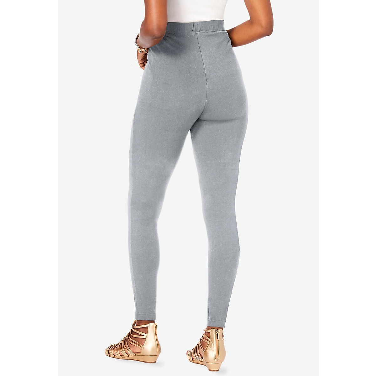 Roaman's Women's Plus Size Ankle-Length Essential Stretch Legging - 6X, Heather Grey