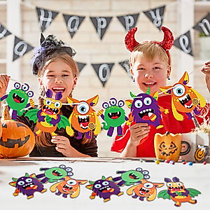24 Sets Halloween Craft Paper Ornaments Halloween Craft Kits DIY Craft Halloween Paper Decorative Kit Art Craft DIY Handcraft Supplies for Game Activities