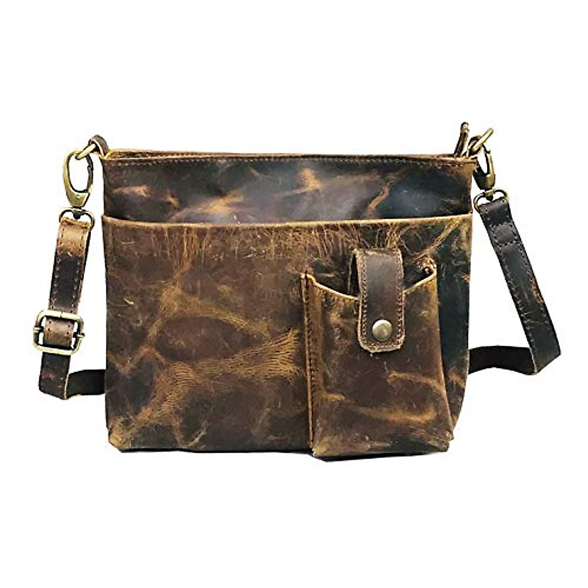 Leather Crossbody Purse for Women- Small Crossover Cross Body Bag Long Over the Shoulder Sling Womens Purses and Handbags