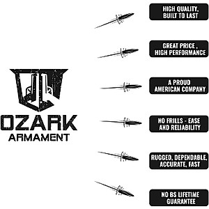Ozark Armament Flip Up Backup Iron Sight & 4X Magnified Rifle Scope Bundle - Red, Blue, Green Illuminated Reticle for Use in All Light Condition - Mount to Any Picatinny Rail - All Metal Construction