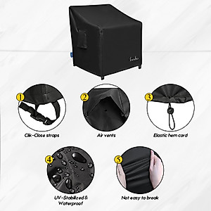 Patio Chair Covers, Large Covers for Lounge Lawn Deep Seat Black, Heavy Duty Oxford Cloth Outdoor Lawn Patio Furniture Covers -30" W x 37" D x 31" H