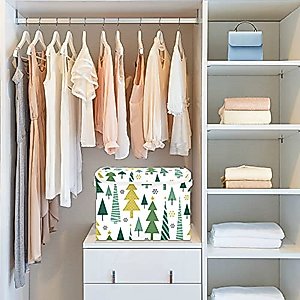 CaTaKu Christmas Tree Geen Storage Bins with Lids and Handles, Fabric Large Storage Container Cube Basket with Lid Decorative Storage Boxes for Organizing Clothes
