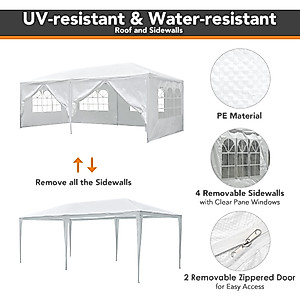 Yescom 10'x20' White Outdoor Wedding Party Patio Enclosed Canopy Tent w/Removable Side Wall Canopy Sun Shelter