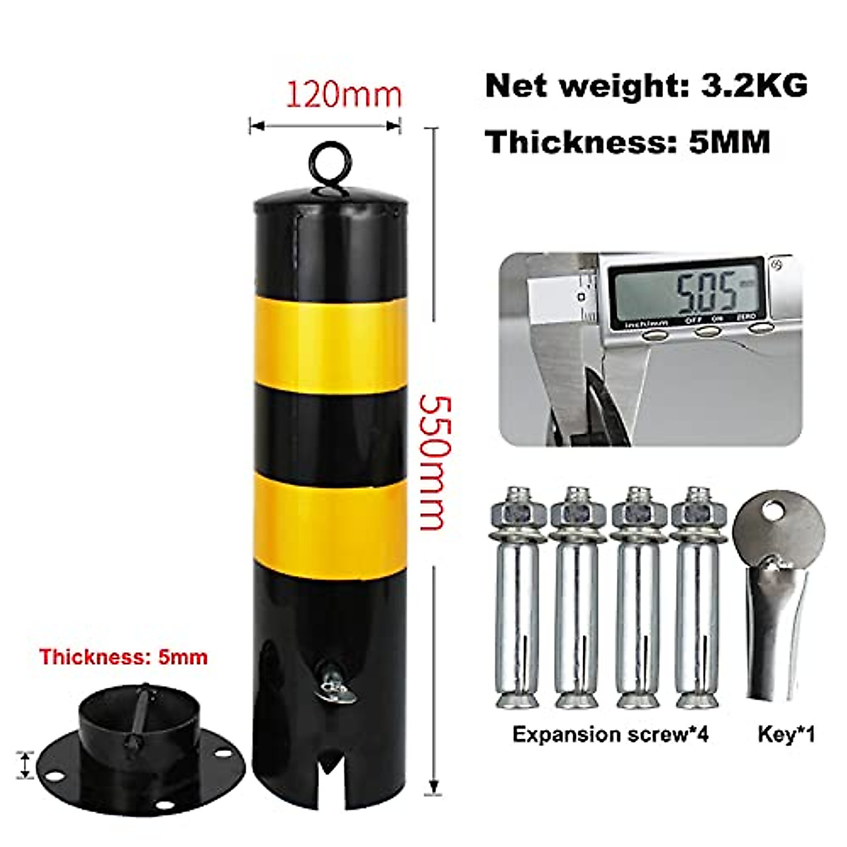 Security Parking Posts,Car Parking Space Lock Bollard,Heavy Duty Metal Bollards for Safe Lane Parking and Parking Interceptors