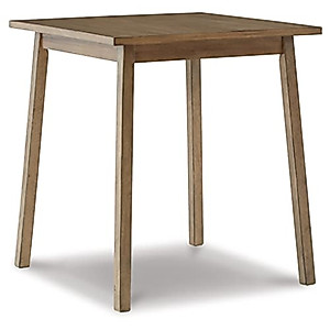Signature Design by Ashley Shully Square DRM Counter Table, 32"W x 32"D x 36"H, Light Brown