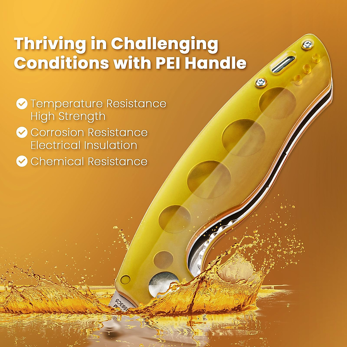 Kizer Towser K Folding Pocket Knife, 3.39" 154CM Blade EDC Knife with Yellow PEI Handle, Small Camping Knife with Liner Lock, Hiking Survival Knife with Thumb Stud Opener, V4593C5