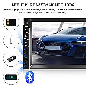 UNITOPSCI Double Din Car Stereo Receiver 7 Inch Touch Screen Bluetooth Hands-Free Car Radio with Backup Camera Remote Control Car MP5 Player FM AUX in USB TF Card Input Car Audio, Mirror Link