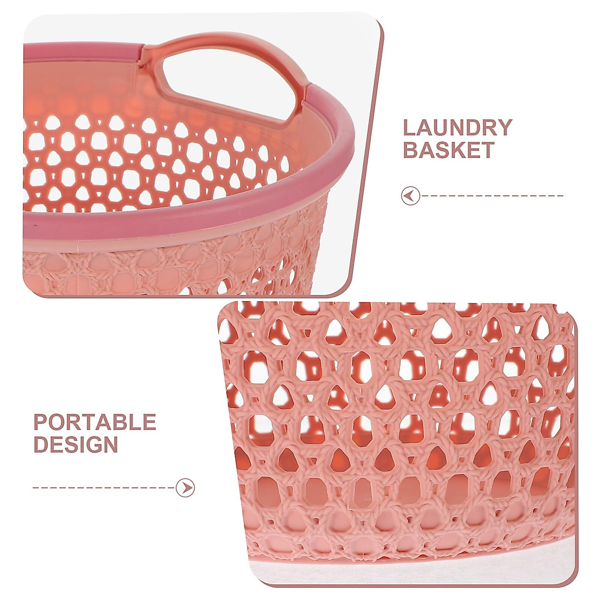 HOLIDYOYO Flexible Laundry Baskets, Hollow Plastic Laundry Hamper with Handles Round Clothes Washing Bins Sundries Organizer for College Dorm Laundry Room