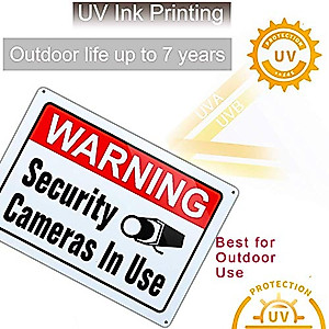 Video Surveillance in Use Sign,Warning Security Cameras in use Sign,Large 10x14 Inch Aluminum UV Ink Printed for House and Business (4-Pack)…
