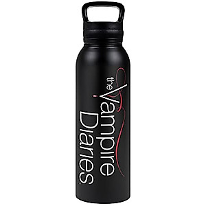 The Vampire Diaries OFFICIAL Tvd Logo 24 oz Insulated Canteen Water Bottle, Leak Resistant, Vacuum Insulated Stainless Steel with Loop Cap