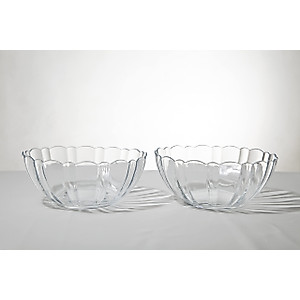 NiLor Salad Glasses Bowls Set of 2 Clear Glass Bowls, Fruit Bowls, Soup Bowls, Vegetable Bowls, Serving Bowls, Pasta Bowls Candy Bowl Fruit Bowl for Kitchen and Home Dining - 21 Ounce